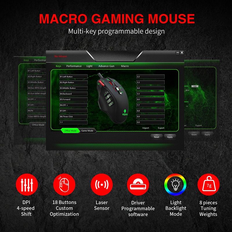 เมาส์ เมาส์KCPDS Mouse MultiKey Macro Programming Gaming Wired Optical ...