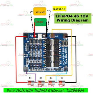 BMS HX-4S-F30A LiFePO4 4S 12V 30A peak 56A แผ่นป้องกันแบตเตอรี่ [รุ่นประหยัด ไม่บัดกรี สายSocket ...
