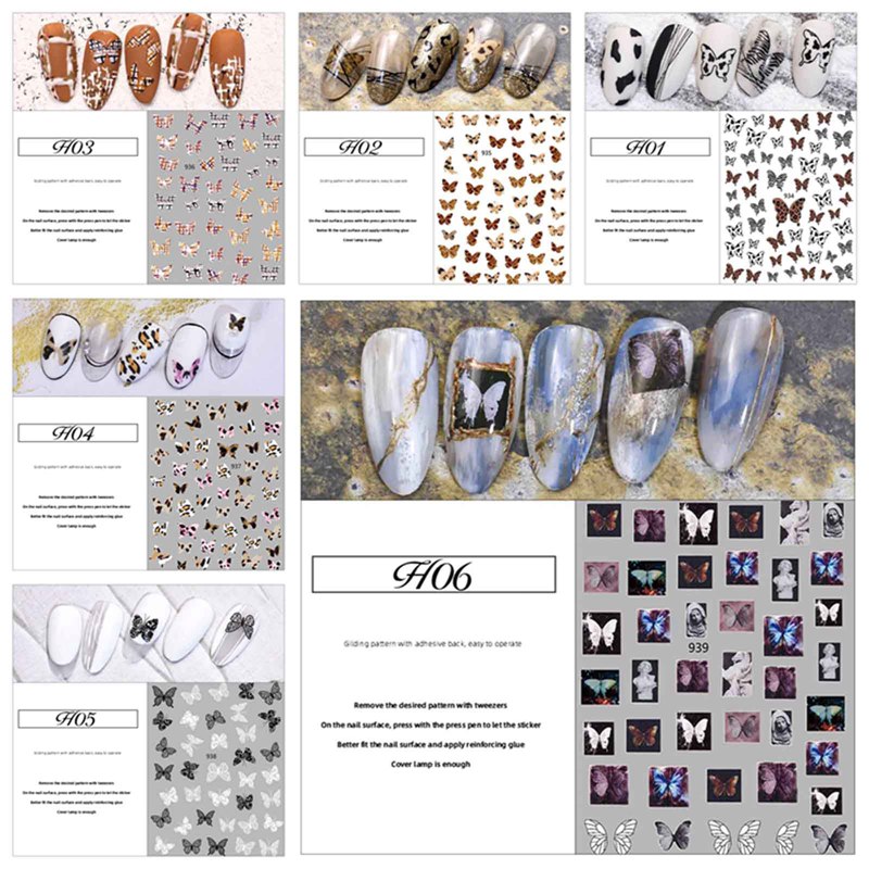 สติ๊กเกอร์ลายเสือดาวผีเสื้อ 3 D สําหรับตกแต่งเล็บ - krystal.th - ThaiPick