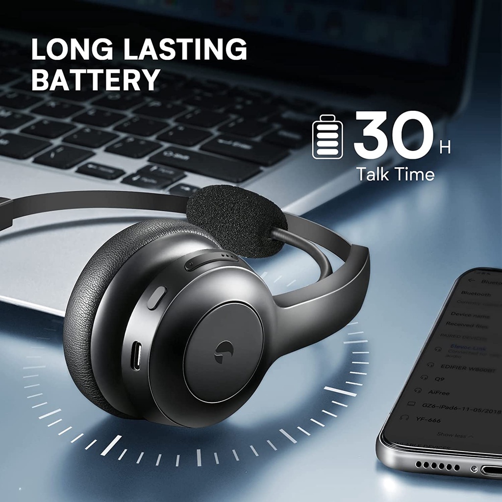 Elevoc Link Plus Black หูฟัง Wireless บลูทูธ สำหรับ WFH พร้อมไมโครโฟน ...