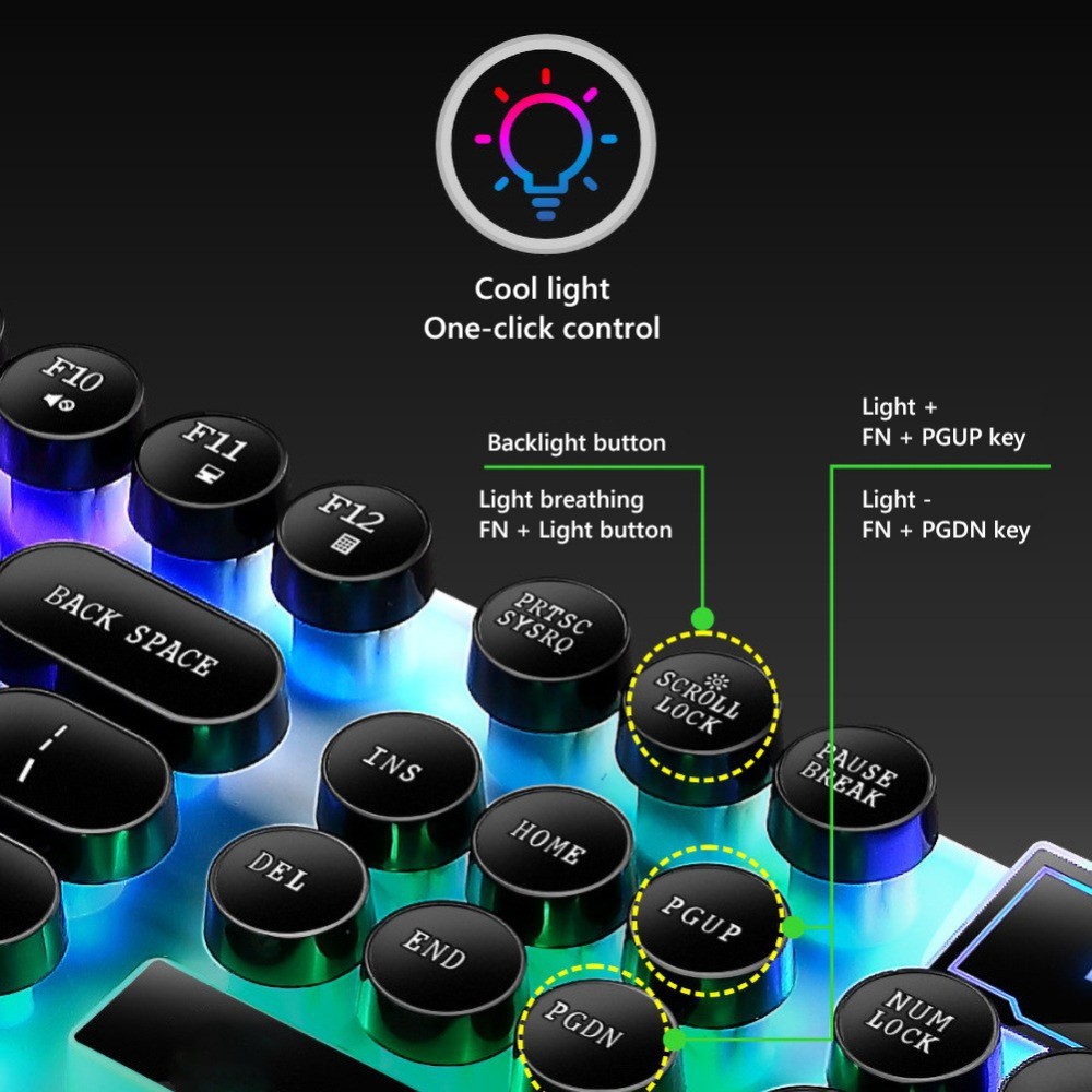 WEIKELI Gaming Keyboard Set GTX300/D290 Rainbow LED Light Colourful ...