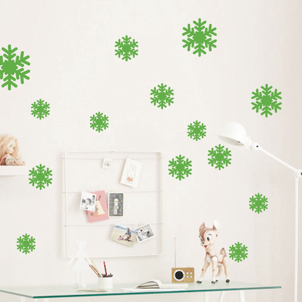14pcs DIY Snow Flakes Wall Sticker Decal Mural Home Decor tbjW ...