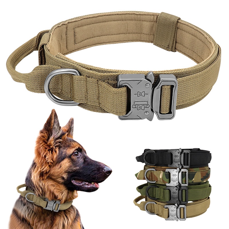 Durable Tactical Dog Collar Adjustable Nylon Military Dog Collar Leash ...