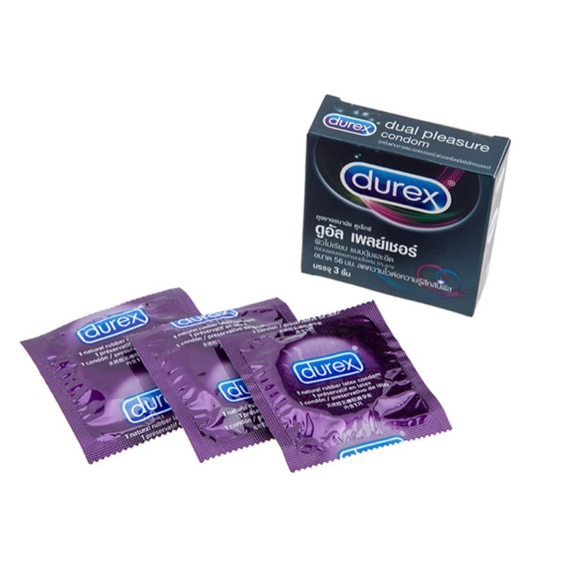 ดูเร็กซ์ ถุงยางอนามัย ดูอัล เพลย์เชอร์ Condom 56 Durex Dual Pleasure ...