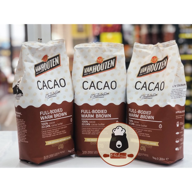 (วอร์มบราวน์) แวนฮูเต็น ผงโกโก้ สีวอร์มบราวน์ VAN HOUTEN CACAO Powder Full-Bodied Warm Brown 1KG ...