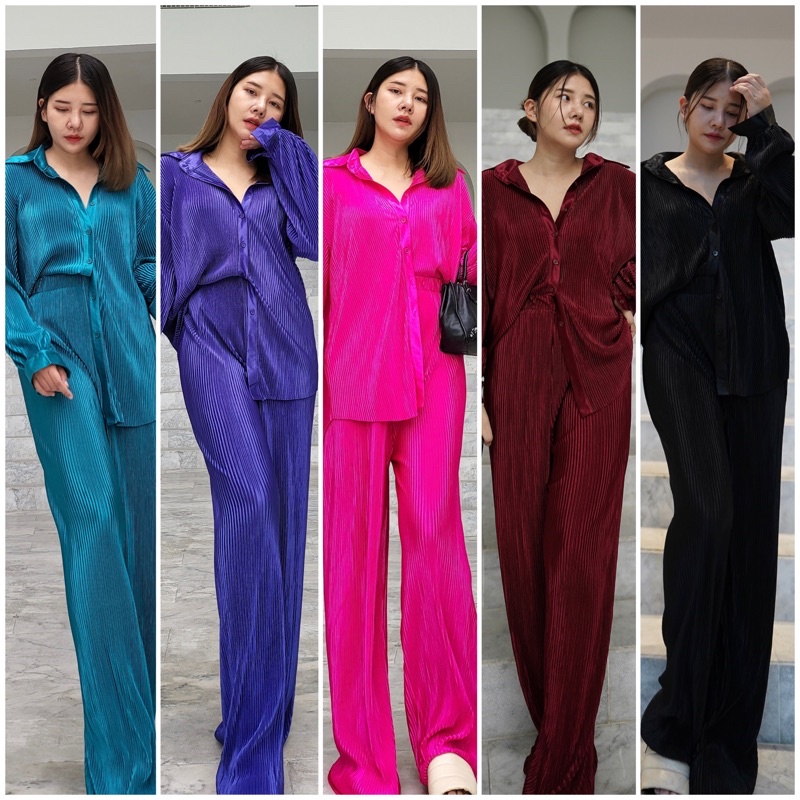 Pleath set ชุดเซ็ทอัดพลีท รุ่นนี้ทำออกมาสไตล์โอเวอร์ไซส์นะคะ เน้นใส่แบบ ...