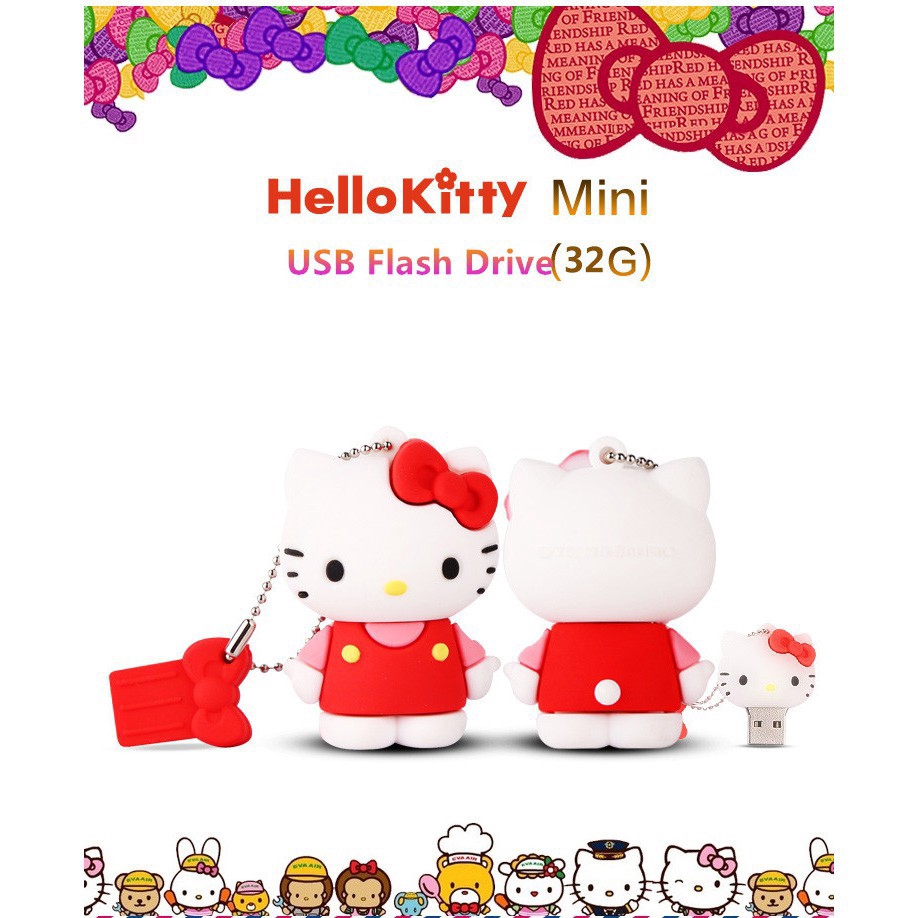Pendrive 64GB 32GB 16GB 8GB Cute Hello Kitty Cartoon USB Flash Drive ...
