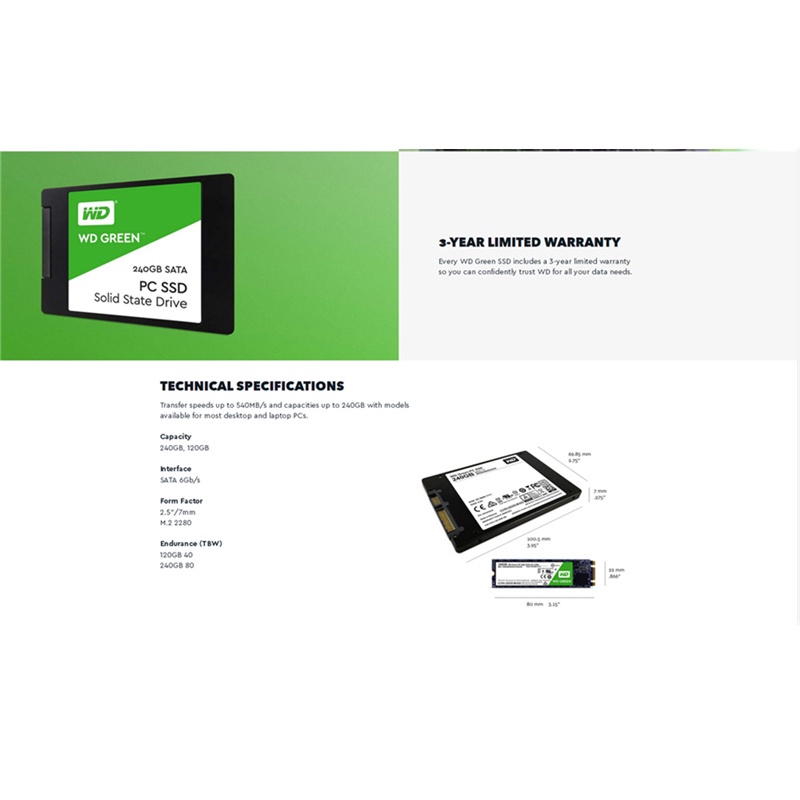 Western Digital WD Green SSD 240GB Solid State Drive SATA III 2.5 Inch ...