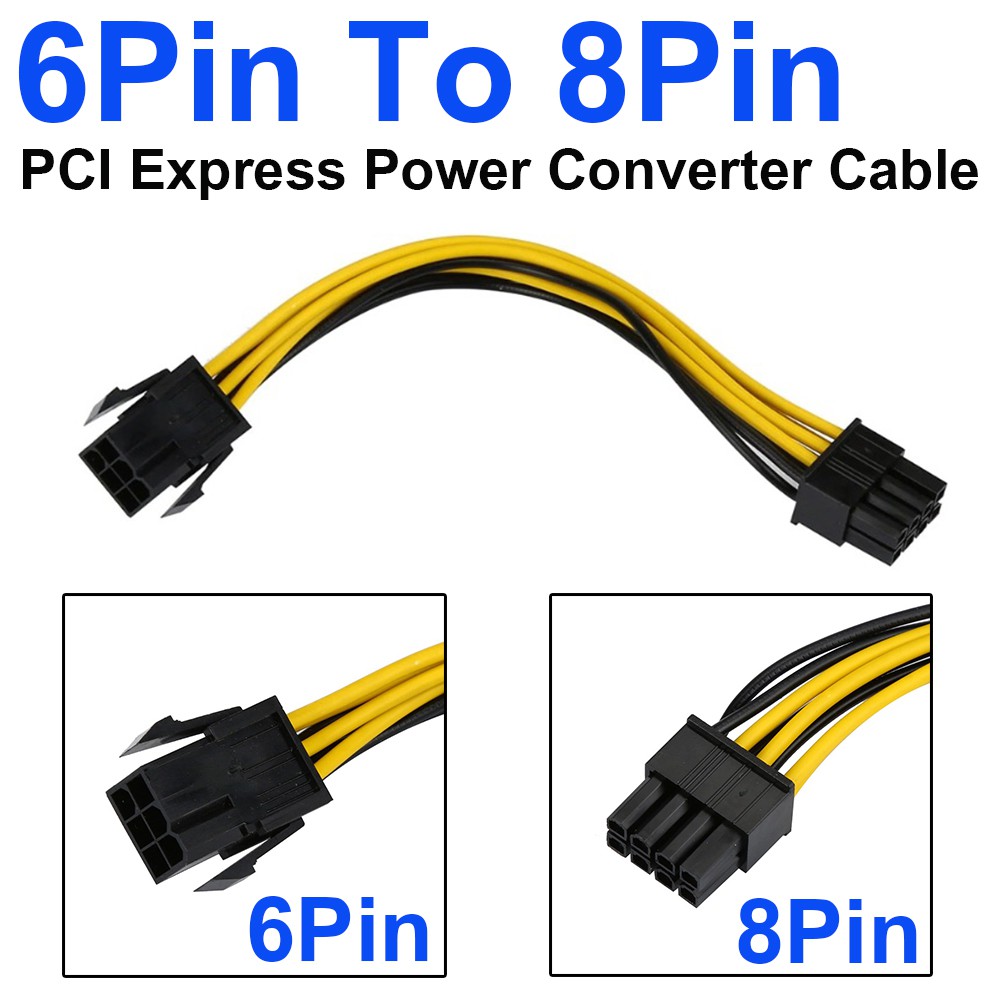 สายแปลงไฟ PCI Express PCI-E 6-Pin Female To 8-Pin Male Video Card Power ...