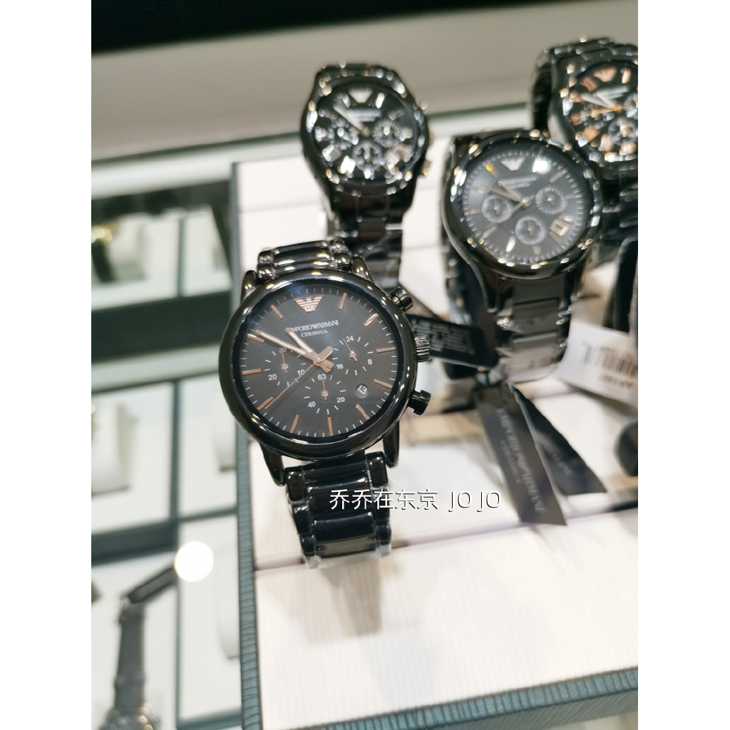 Armani นาฬิกาผู้ชายเซรามิกสามตาแฟชั่นนาฬิกาควอทซ์กันน้ำนาฬิกาผู้ชาย ...