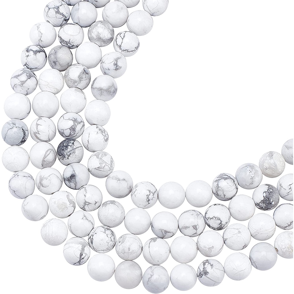 Beebeecraft 96 Pcs 8mm Natural Stone Beads Natural Howlite Round Beads ...