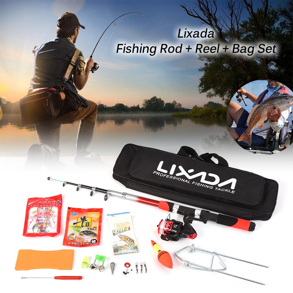 Lixada Fishing Rod Reel Combo Full Kit with 2PCS 2.1m Telescopic ...
