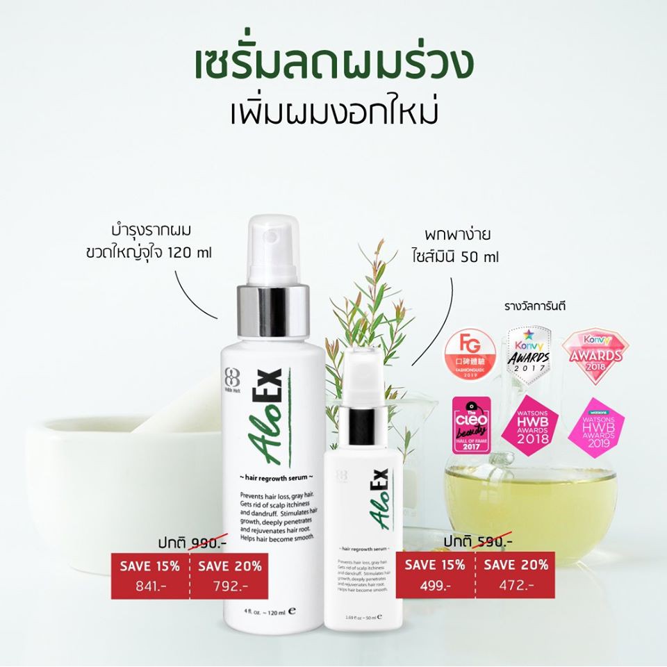 AloEx - Miracle Box set ประกอบด้วย AloEx Original Shampoo 200 ml. และ AloEx Hair Regrowth Serum ...