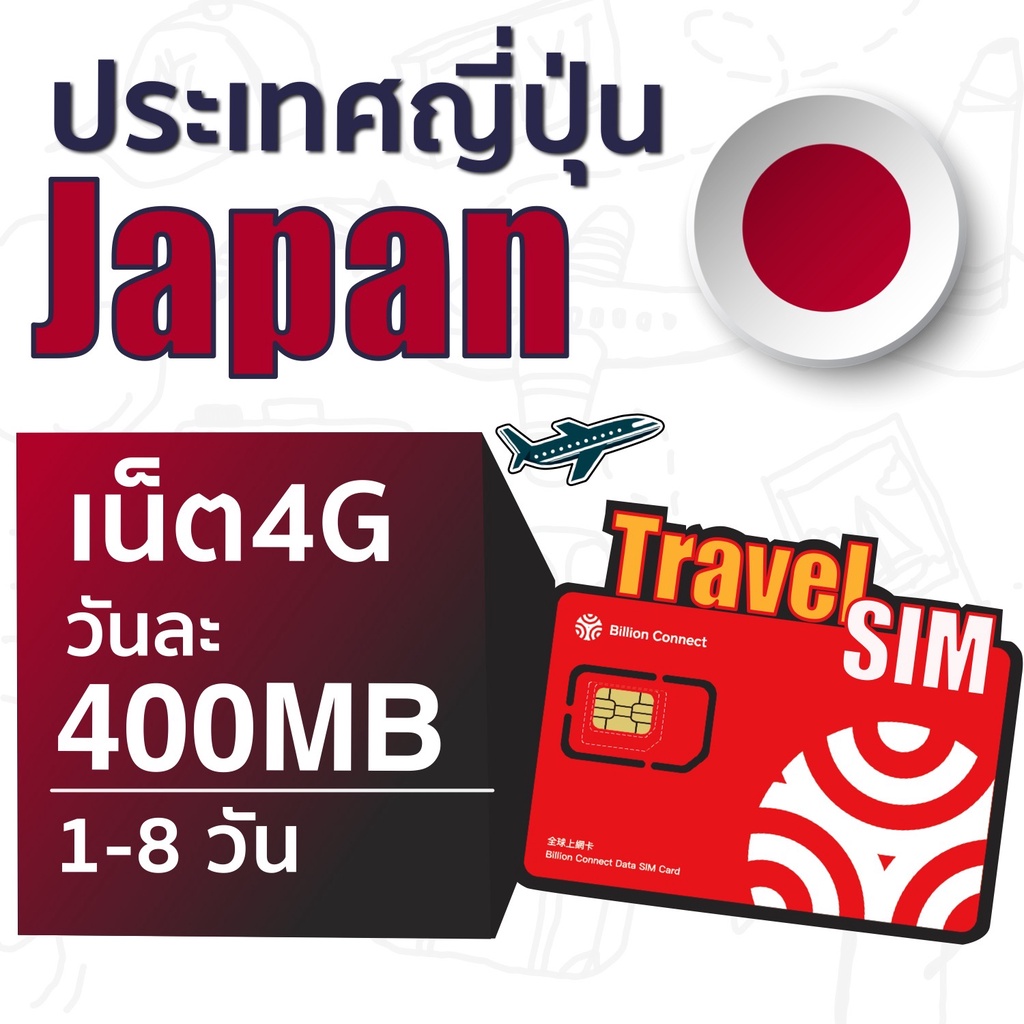 Japan SIM ซิมการ์ด ซิมเน็ตประเทศญี่ปุ่น เน็ต 4G วันละเต็มสปิด 400MB ใช้ ...
