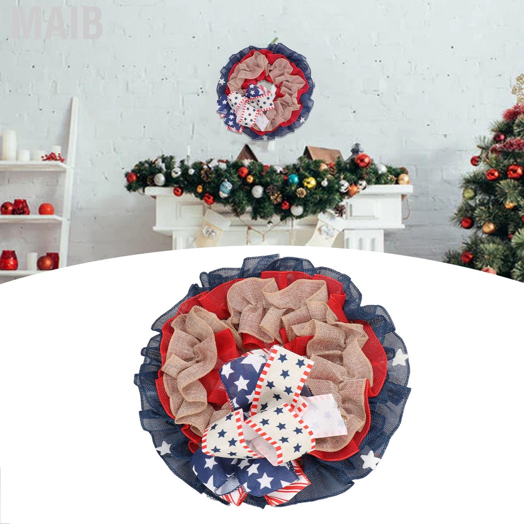 Maib Patriotic Front Door Wreath 13.8in 4th Of July Vivid Colors Wreat ...