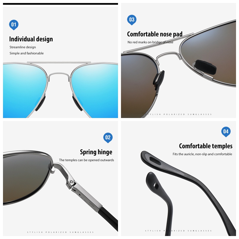 New2022 Metal Aviation Sunglasses Polarized Men Male Driving Designer ...