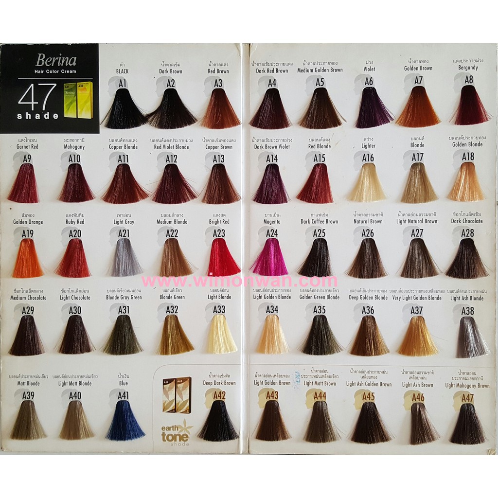 Berina Hair Color เบอรีน่า สีย้อมผม สีผมเบอริน่า 47เฉดสี เปล่งประกาย ...