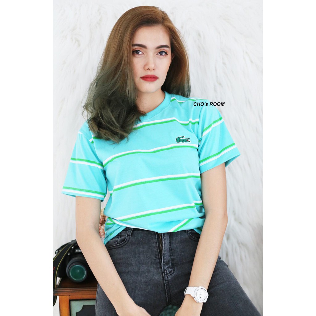 ลดล้างสต๊อก เสื้อยืดลายริ้วเล็ก - ริ้วใหญ่ งานป้าย Cotton 100 (SMLXL) No.27 - zig_zagroom - ThaiPick