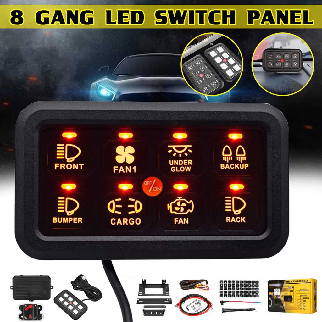 สปอตสินค้า%Universal LED Car Switch Panel Control Relays System Kits 8 ...