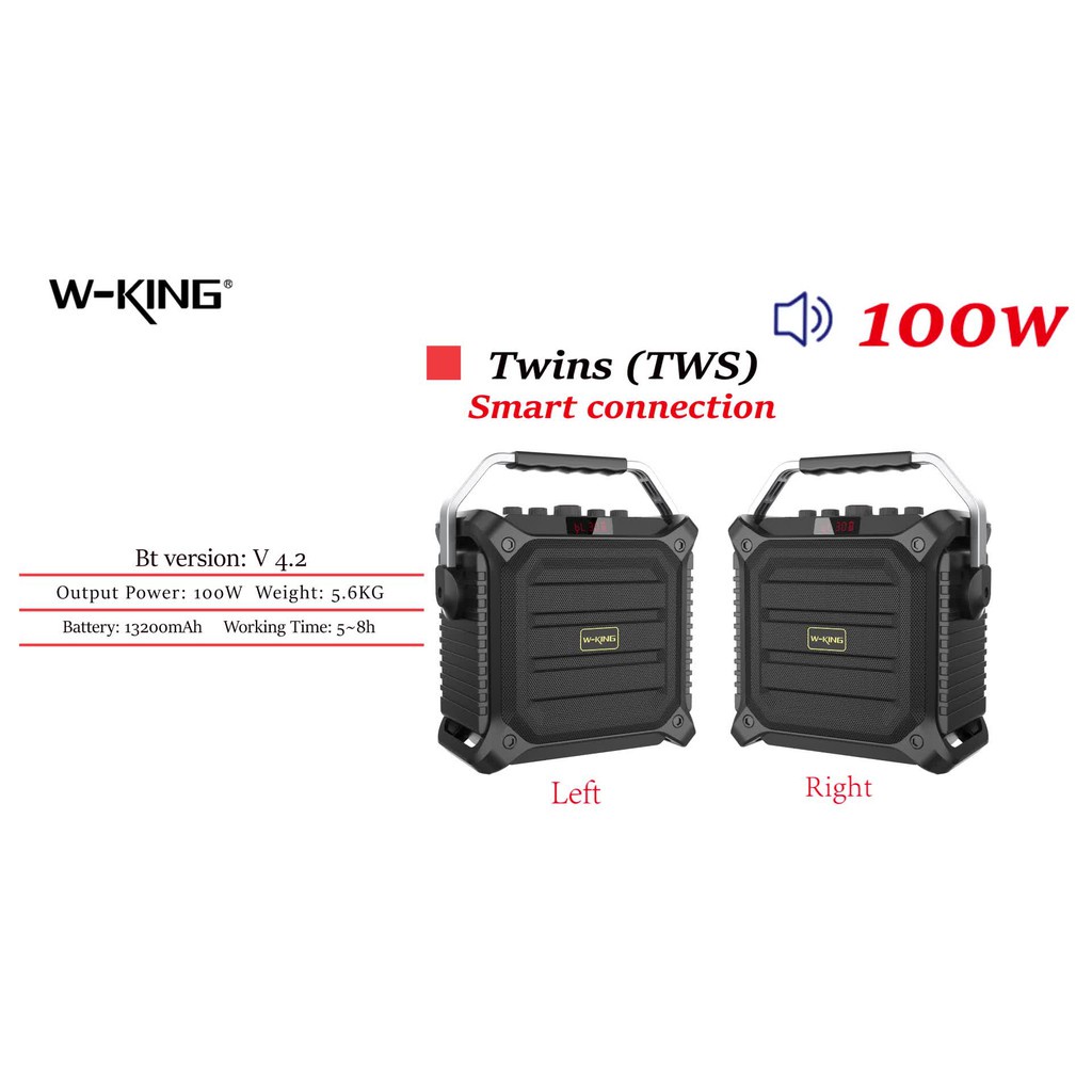 เหลือ 3150.- โค้ด 7OFF77NW W-King K3H ลำโพงบลูทูธ กำลังขับ100W มีไมค์ ...