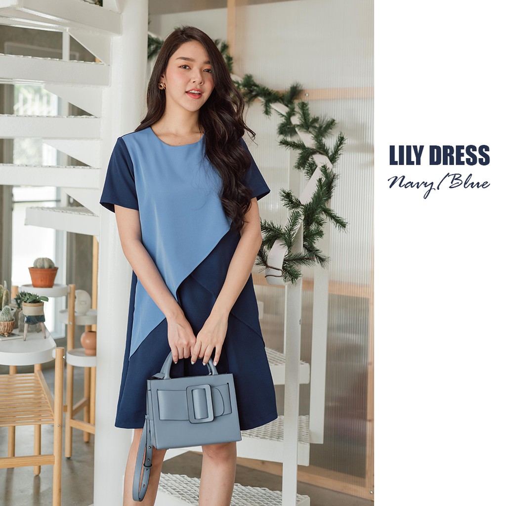 เดรสคลุมท้องให้นม Lily Dress NavyBlue - puremomandkids - ThaiPick
