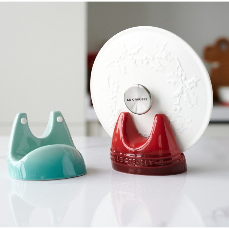 French LE CREUSET cool color stoneware pot lid holder shelf can hold ...