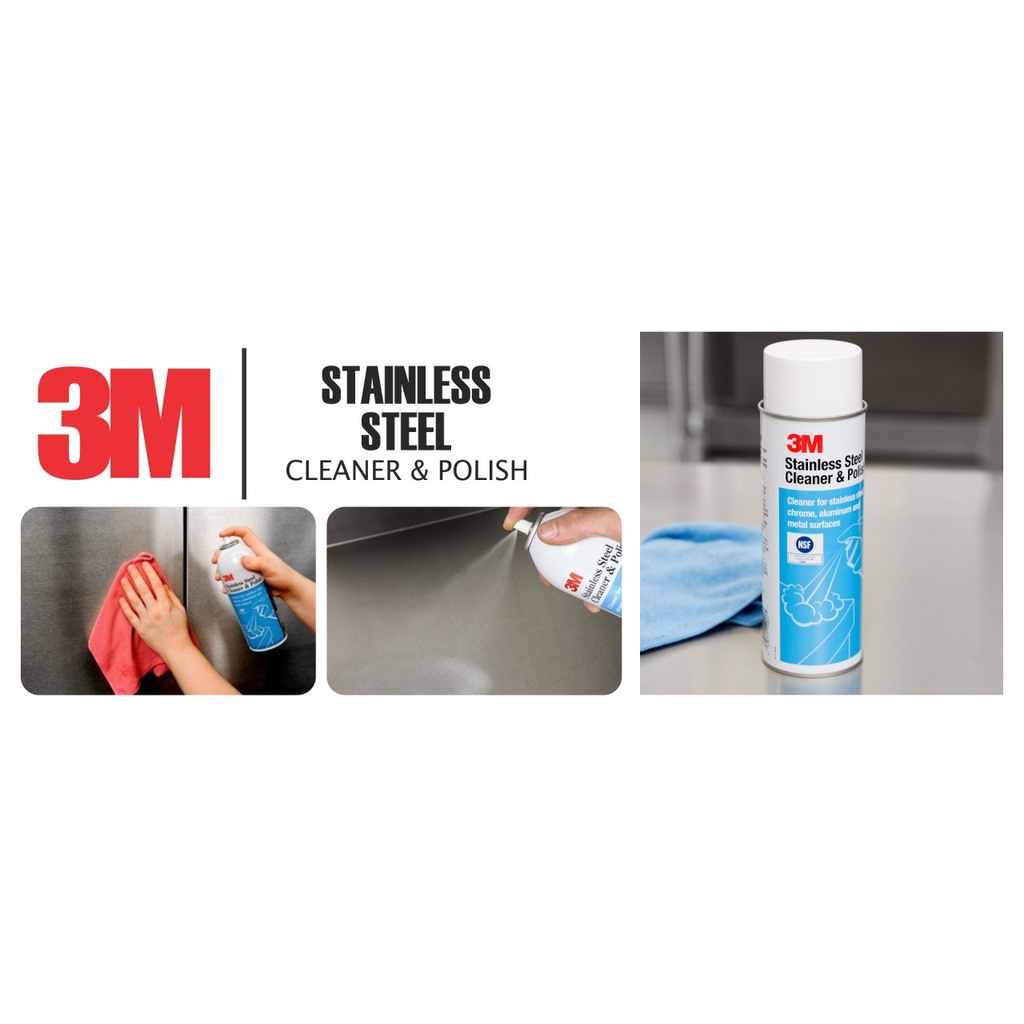 สเปรย์ทำความสะอาดเคลือบเงาผิวสเตนเลส 600 กรัม 3M Stainless Steel Cleaner Polish ออกใบกำกับภาษี ...