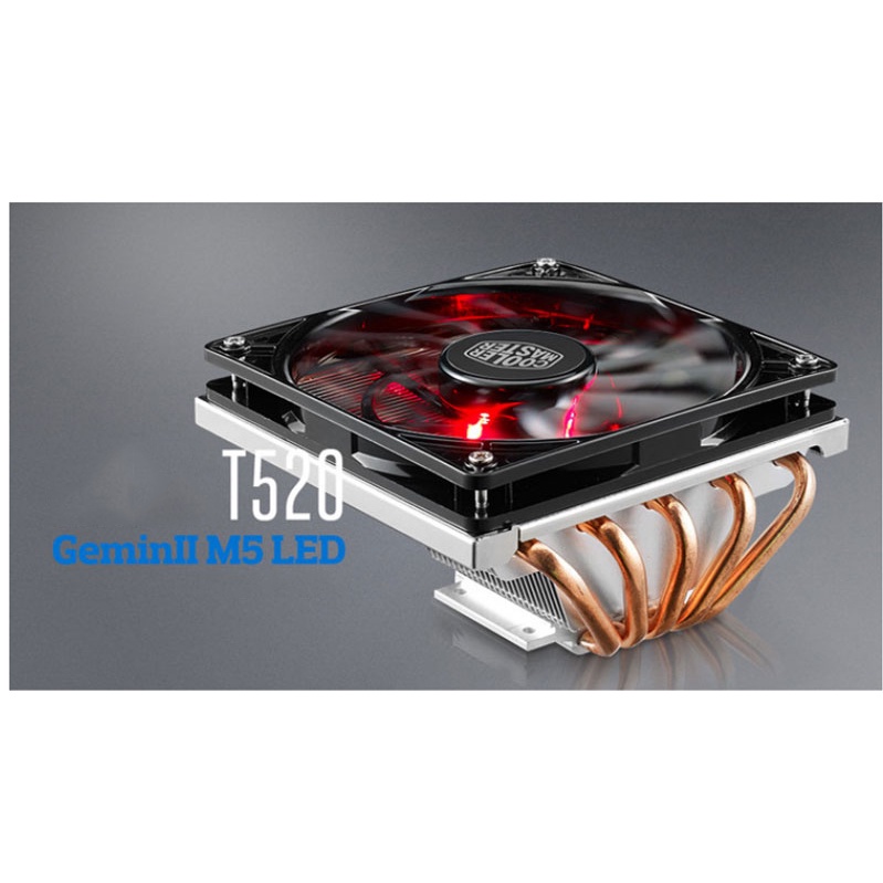 Cooler Master T520 CPU Radiator 5 Heat Pipe 12 CM LED Silent Fan For ...