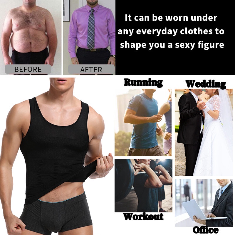 Mens Slimming ชุดกระชับสัดส่วนที่รัดเอวเสื้อกั๊กหน้าอกเสื้อรัด ...