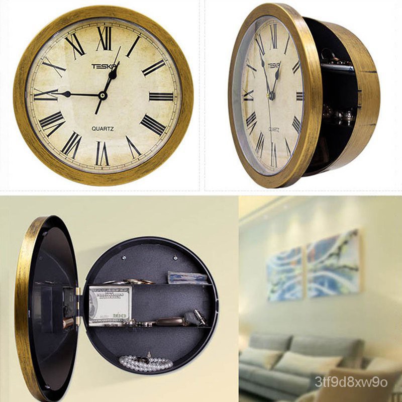 เครื่องใช้ในบ้านWall Clock Box Creative Vintage Hidden Secret Storage ...