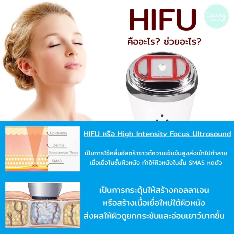 Mini HIFU x Cavy แท้ 100 ประกัน 1 ปี เครื่องไฮฟูยกกระชับ ลดเหนียง ลด ...