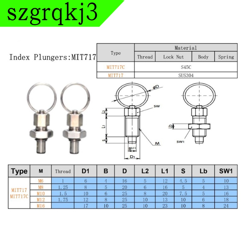 [ราคาถูก] 2Xindex Plunger กับ Pull Lock Pin M10-6 สแตนเลสฤดูใบไม้ผลิ ...