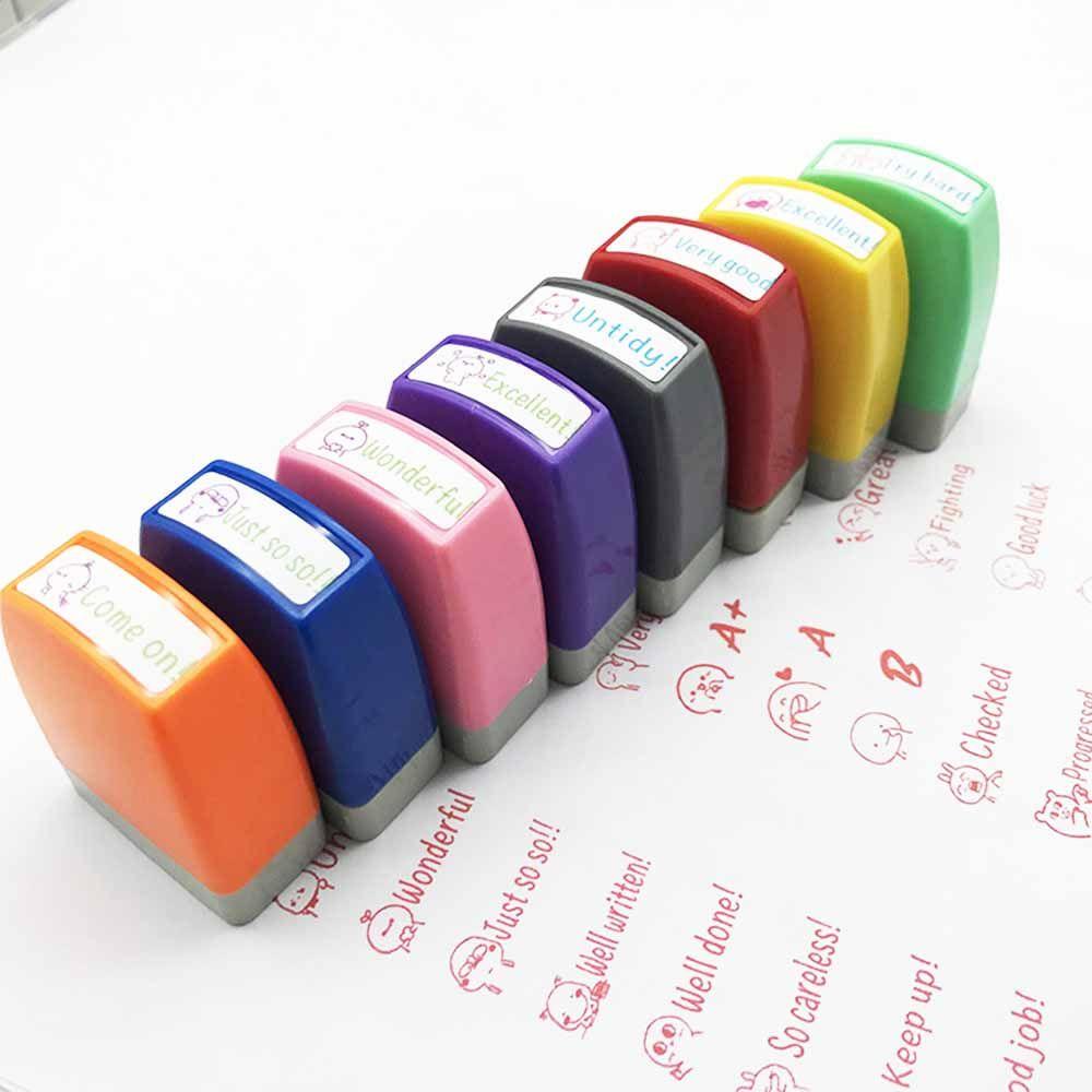 LUCKY English Commentary Stamp DIY Teaching stamp Reward Seal Self-ink ...