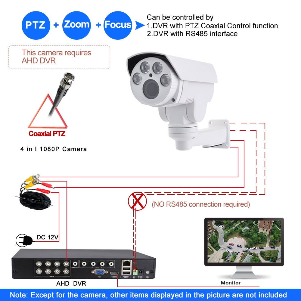 CCTV Security 2MP 10X AHD Bullet PTZ Camera 5MP TVI CVI CVBS 4in1 Pan Tilt 10X Zoom IP66 ...