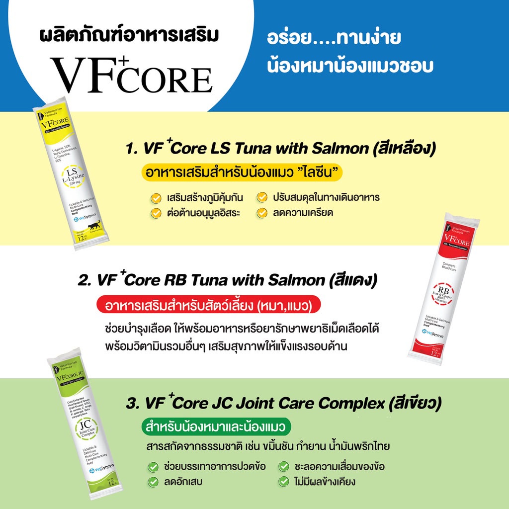 vfcore l-lysine ไลซีนแมว ขนมแมวเลีย เสริมภูมิคุ้มกัน rb-tuna with salmon อาหารเสริมบำรุงเลือด ...