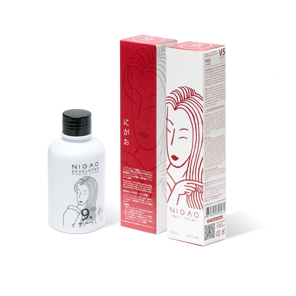 NIGAO Hair Color V5 (นิกาโอะ ครีมเปลี่ยนสีผม สีย้อมผม สีองุ่น) - nigao.brand - ThaiPick