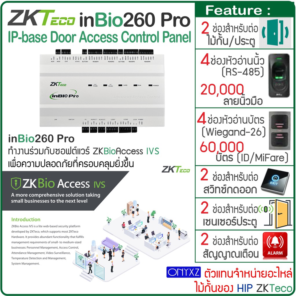 ZKTeco inBio260 Pro Wiegand Controller บอร์ดวีแกนรองรับทั้งบัตรและ ...