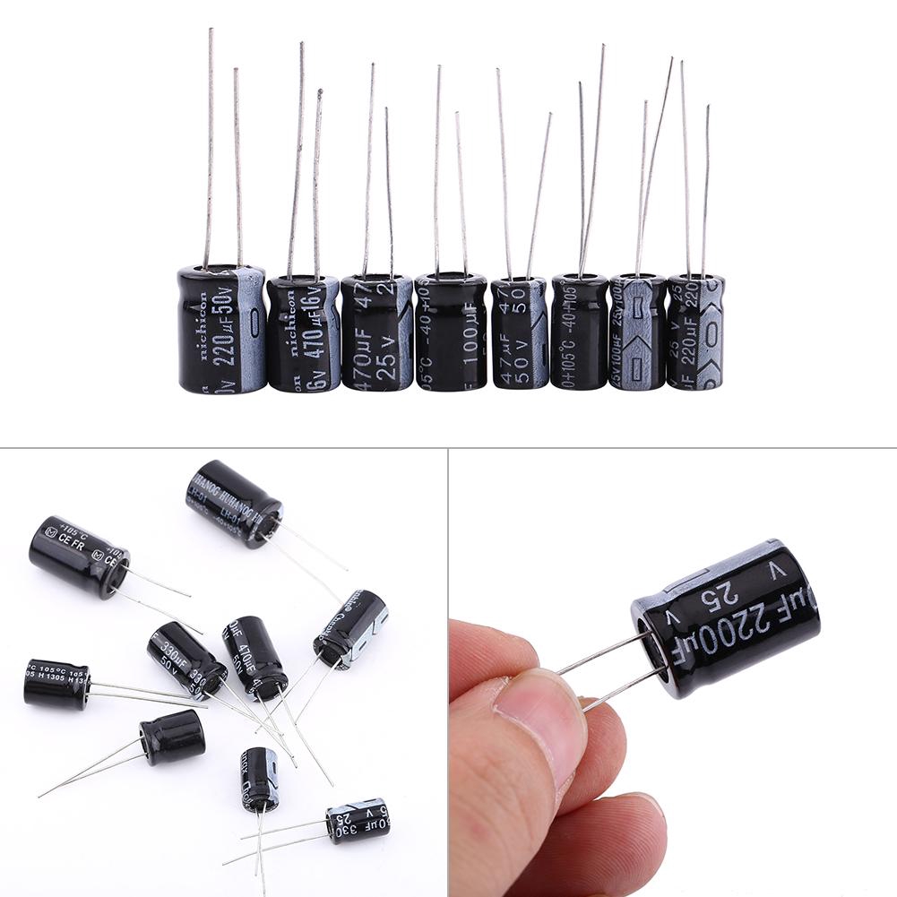 125pcs 1uF~2200uF 25 Values Electrolytic Capacitors Assortment Kit Set ...