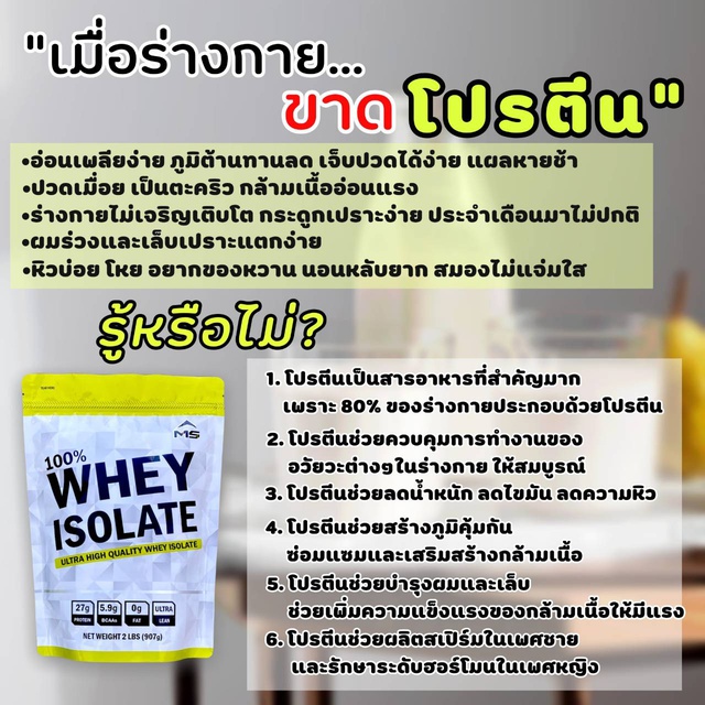 เวย์โปรตีน MS WHEY ISOLATE เพิ่มกล้าม ลดไขมัน แท้ 100% ขนาด 2 lb ...