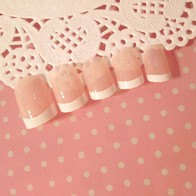 【purpleredto】24pcs Lady Womens French Style Diy Manicure Art Tips