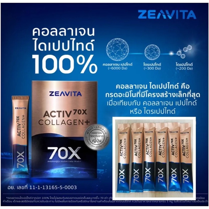 ZEAVITA ซีวิต้า คอลลาเจน พลัส ไดเปปไทด์ เข้มข้นขึ้น 70เท่า [8ซอง x 1 กล่อง] | Shopee Thailand