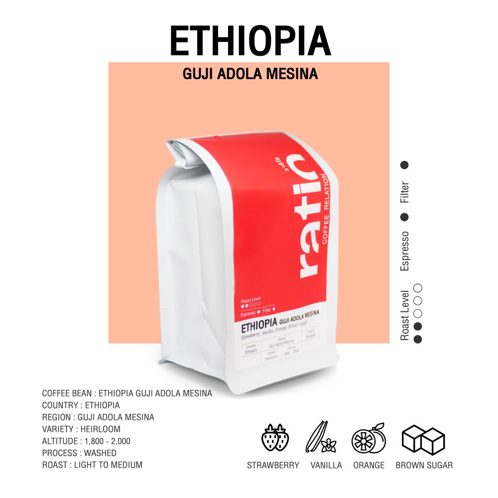 เมล็ดกาแฟ คั่วอ่อน Ratio Coffee Relation Ethiopia Guji Adola Mesina 200 ...