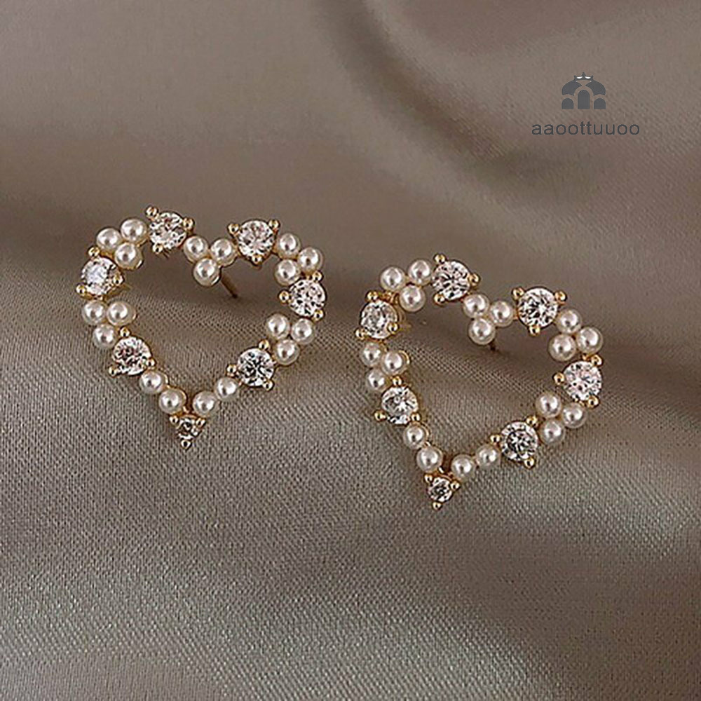 Fashion Crystal Heart Earrings Women Stud Earrings Jewelry ...