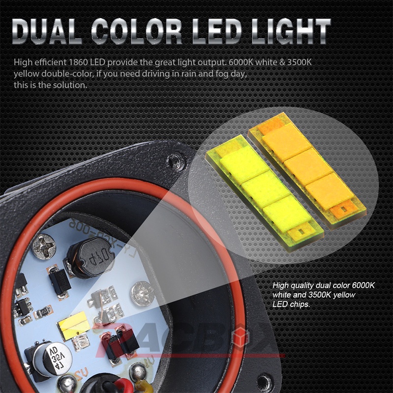 2 Inch 8D Lens Led Work Light 6000K White 3500K Yellow Driving Light ...