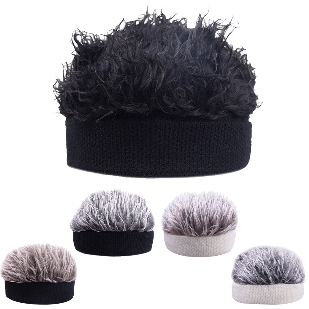 MC Wig Landlord Hat Unisex Short Wig Brimless Beanie Hat Fake Hair ...