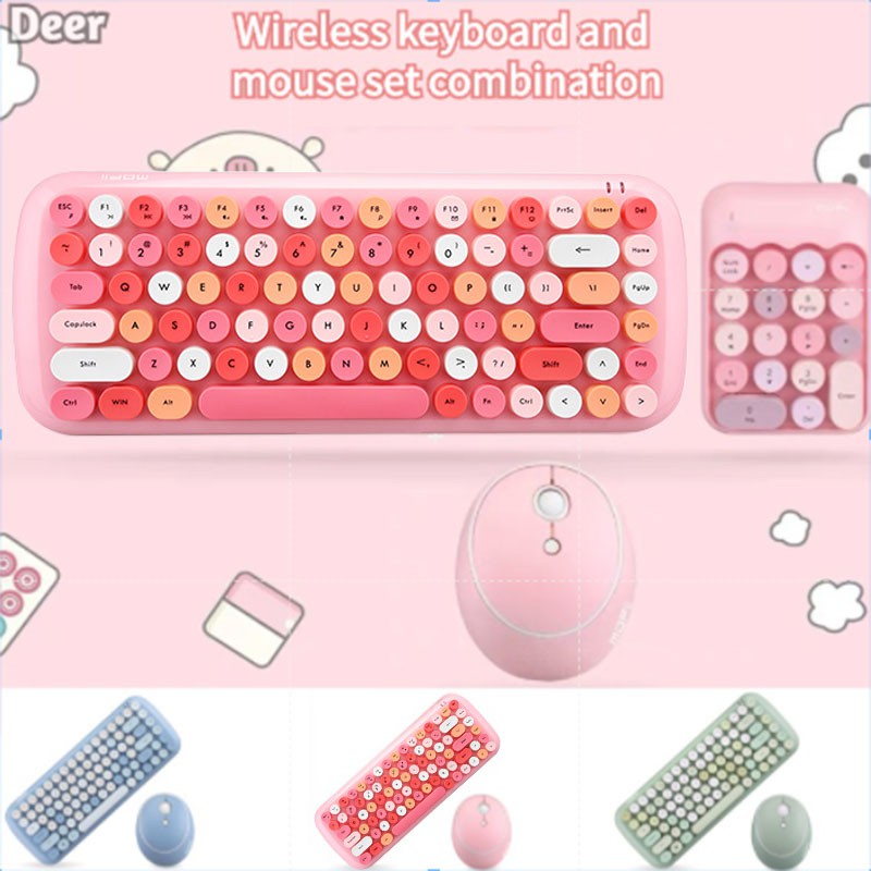 Best selling wireless keyboard and mouse set mixed color mini cute ...