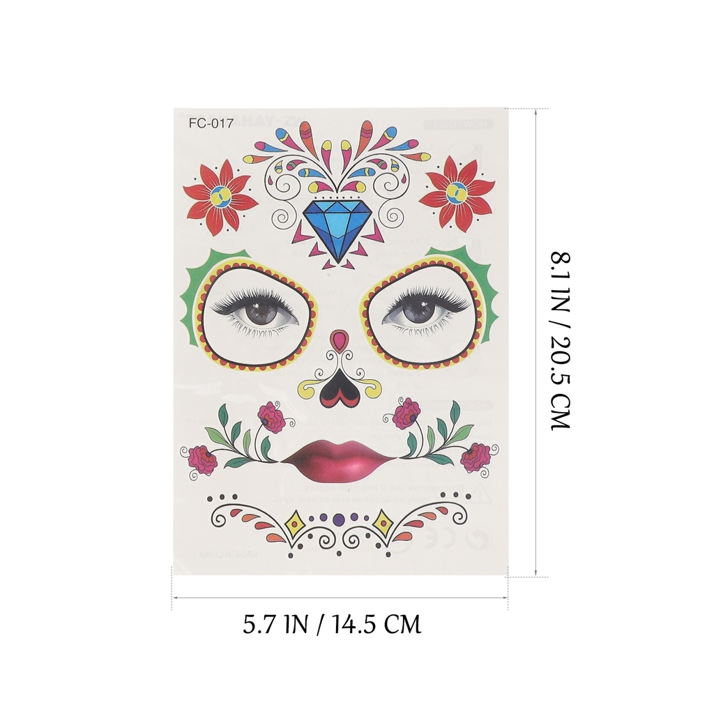 10 Sheets Halloween Face Temporary Tattoos Face Tattoos Decals Face ...