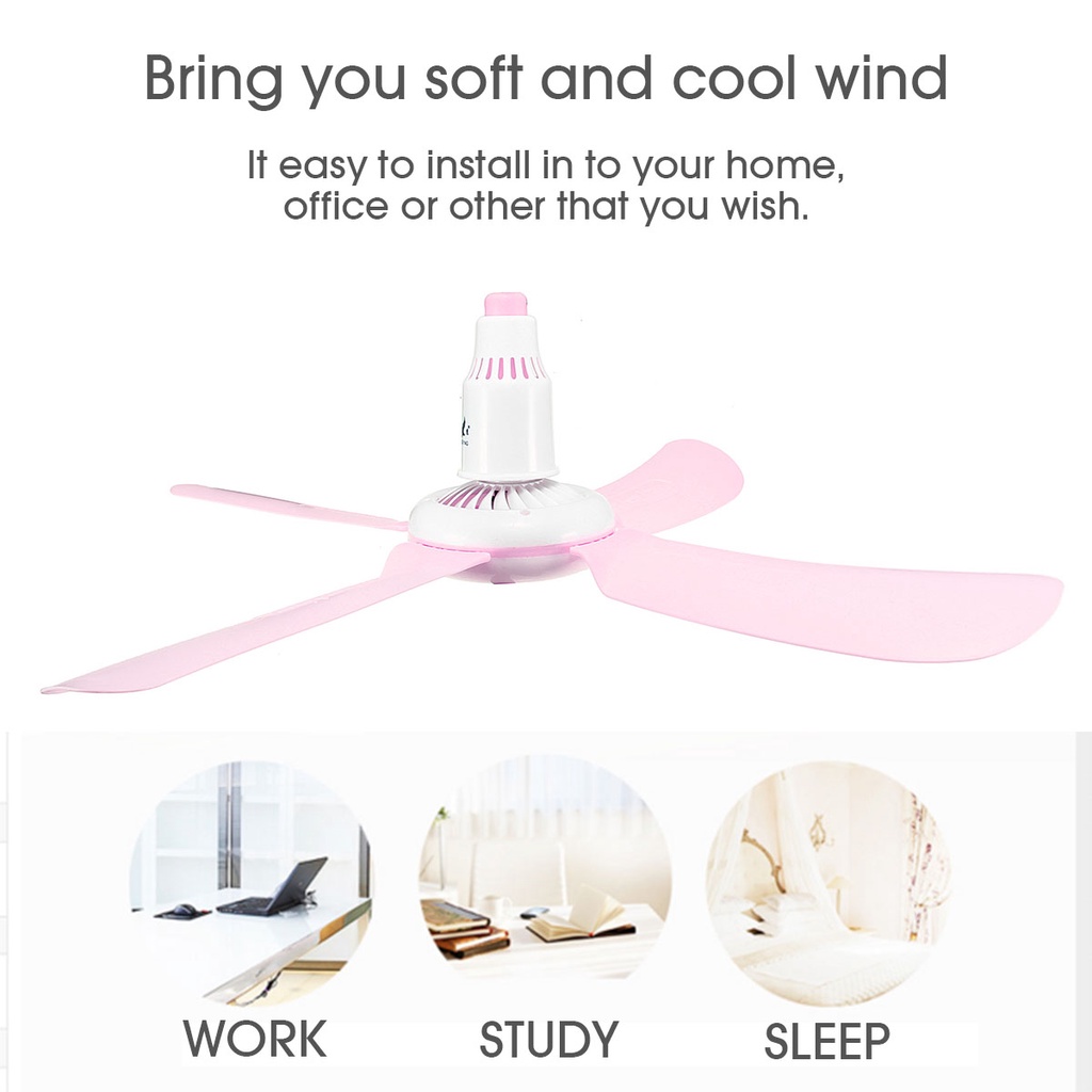 220V 15W Silent Plastic 4 Leaves Turn Mini breeze Ceiling Fan 60CM ...