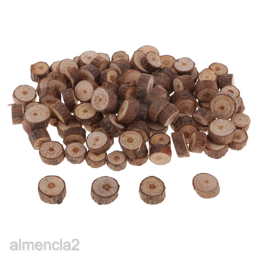 100 mini natural wood slices, wood slabs, rustic tree bark, wood branch ...