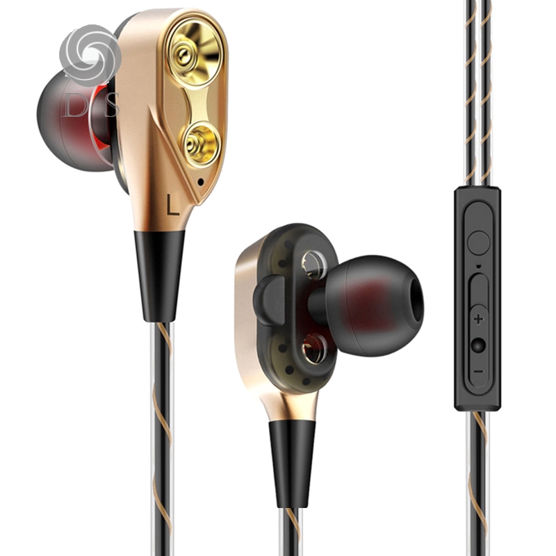 Dual Driver Earphones Stereo Bass In-Ear Earbuds Game Music Headphones ...